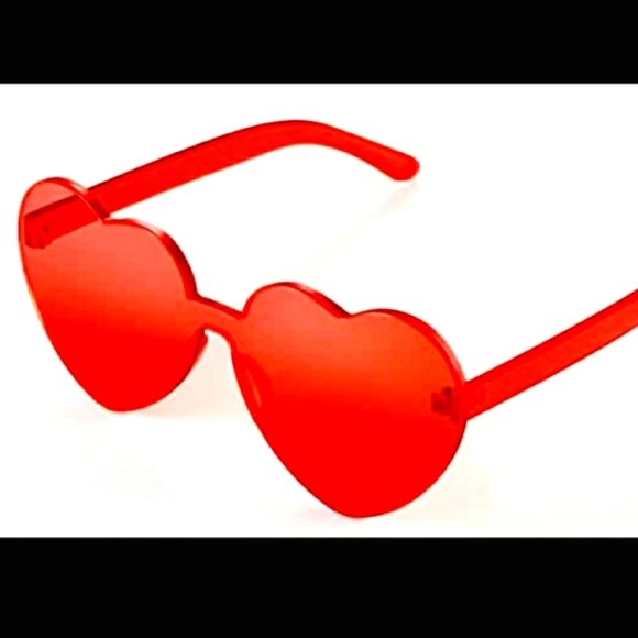 Accessories | Valentine Heart Shaped Rimless Glasses In Red | Poshmark